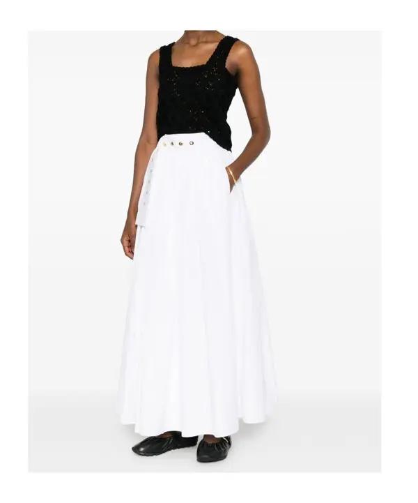 Celine Cotton Pointelle Knit Sleeveless Top - Black