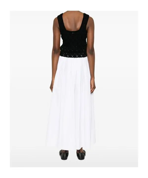 Celine Cotton Pointelle Knit Sleeveless Top - Black