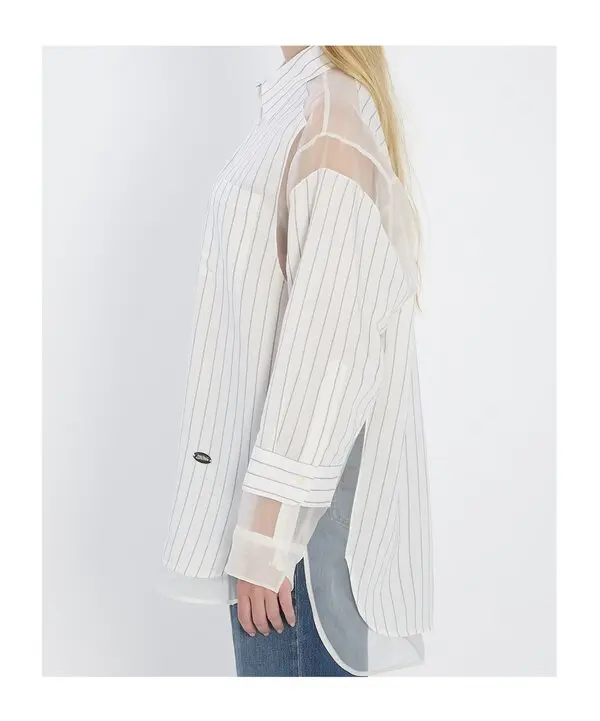 JEAN PAUL GAULTIER Striped Sheer Panel Shirt