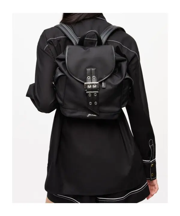 GANNI Buckle Detail Backpack - Black