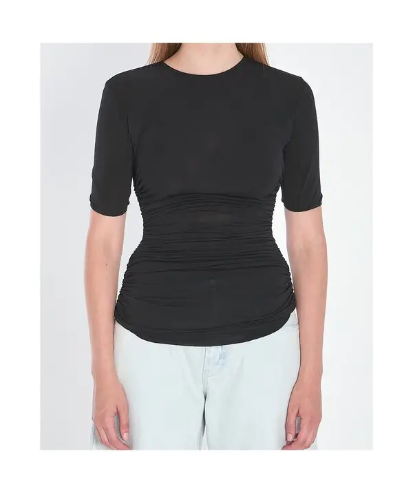 Alaïa Soft Jersey T-shirt With Gathered Waist