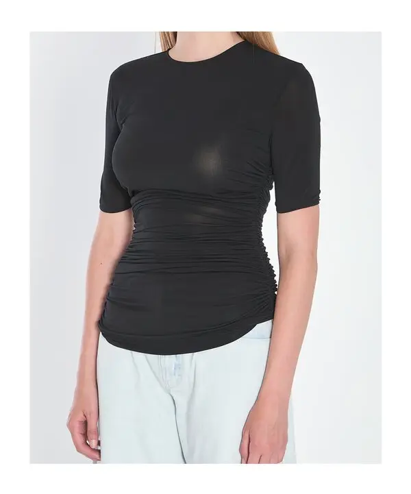 Alaïa Soft Jersey T-shirt With Gathered Waist
