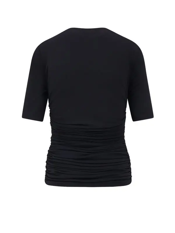 Alaïa Gathered Detail Jersey T-shirt - Black