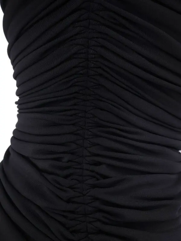 Alaïa Gathered Detail Jersey T-shirt - Black