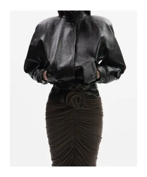 Magda Butrym Belted Leather Jacket With Vintage Patina - Black