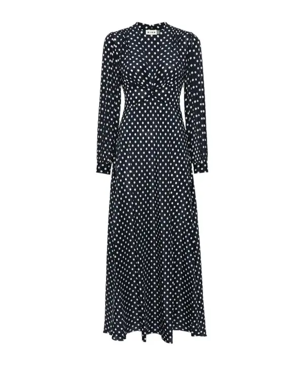 Rixo Polka Dot V-neck Maxi Dress