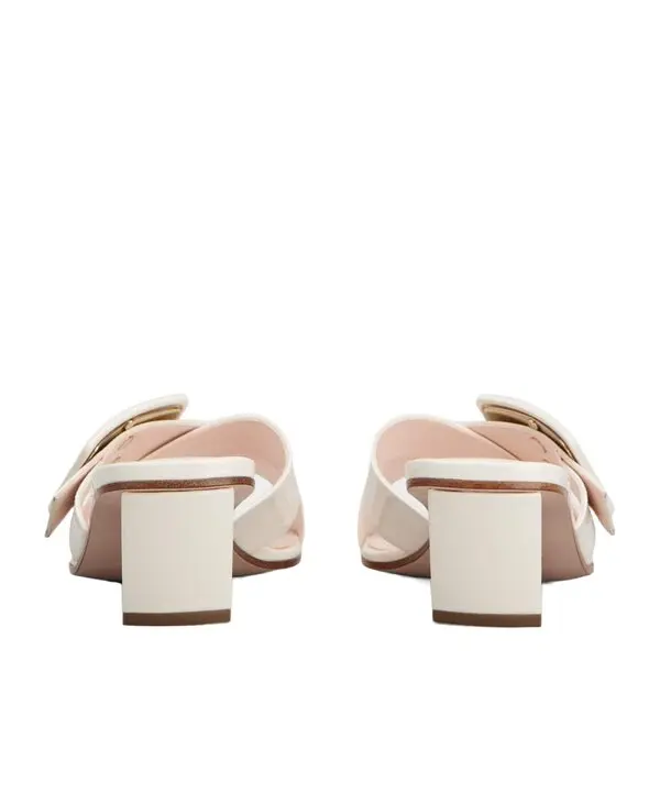 ROGER VIVIER Lacquered Buckle Mules - Off-white
