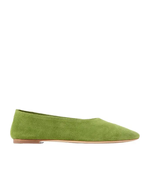 Staud Alba Ballet Flats In Suede - Green