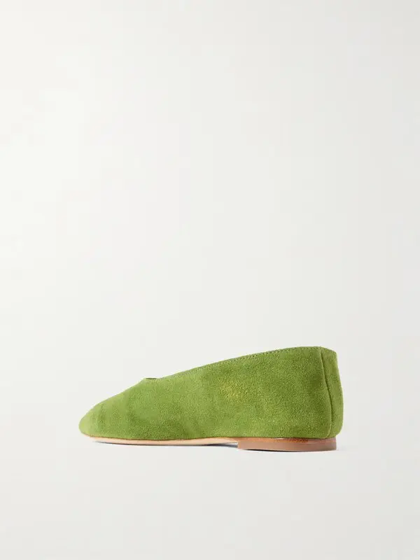 Staud Alba Ballet Flats In Suede - Green