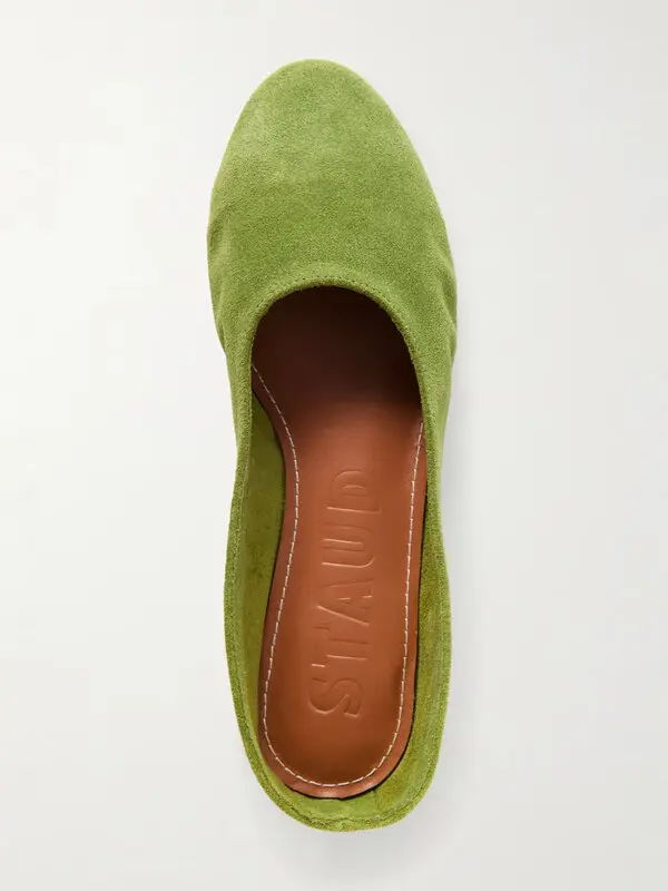 Staud Alba Ballet Flats In Suede - Green