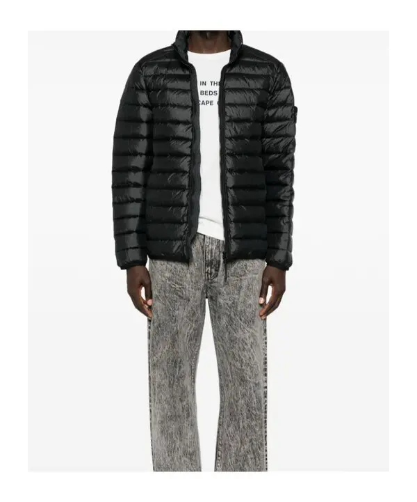 Stone Island Quilted Zip-up Jacket - Black