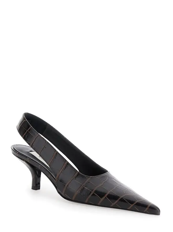 TOTEME Classic Embossed Slingback Pumps - Black