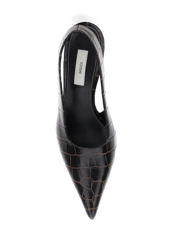 TOTEME Classic Embossed Slingback Pumps - Black