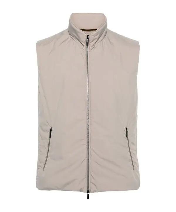 MOORER Stand Collar Zip-up Vest - Grey