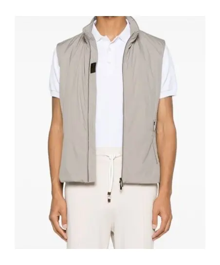MOORER Stand Collar Zip-up Vest - Grey