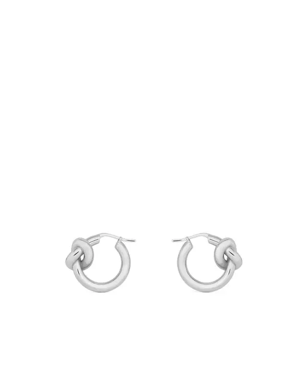 Celine Knot Hoops In Brass With Rhodium Finish - Silver