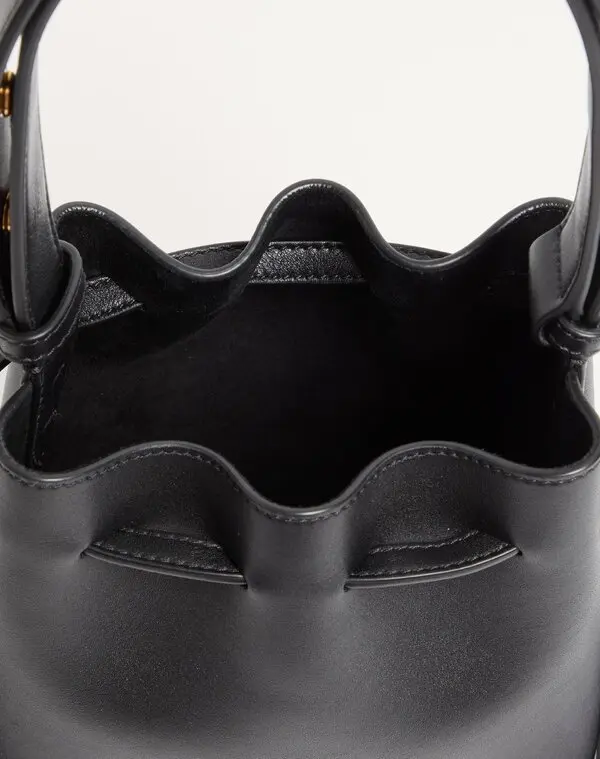 Valentino Garavani Leather Bucket Bag With Logo Detail - Black