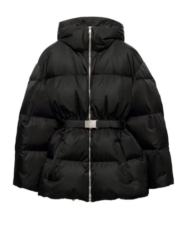 Prada Hooded Belted Jacket - Black