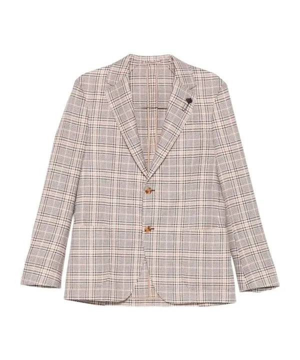 LARDINI Checked Single-breasted Jacket - Brown/grey
