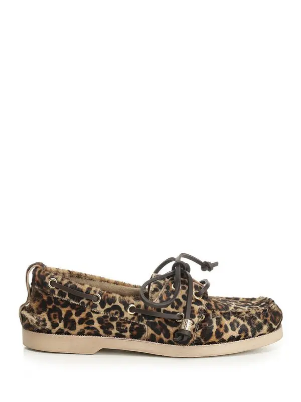 GOLDEN GOOSE Leopard Printed Boat Moccasins