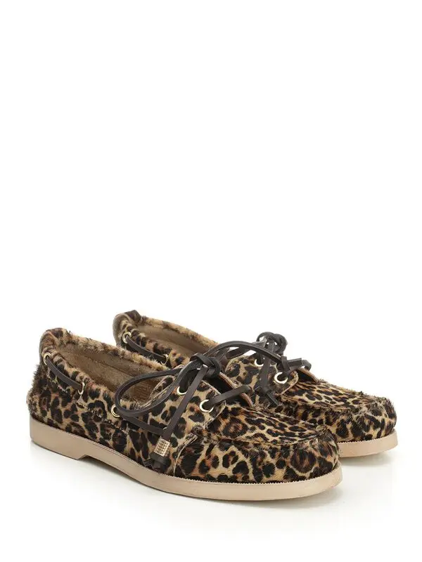 GOLDEN GOOSE Leopard Printed Boat Moccasins