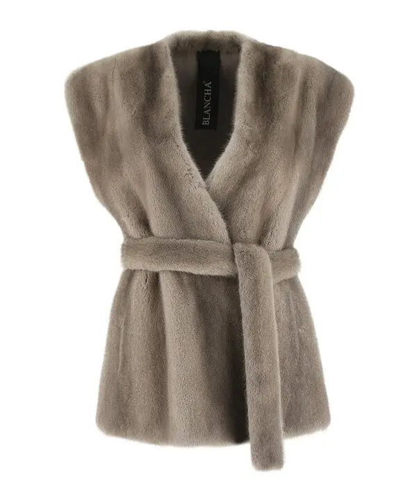BLANCHA Belted Fur Vest