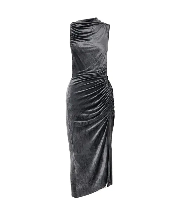 Rick Owens Asymmetrical Pleated Velvet Dress