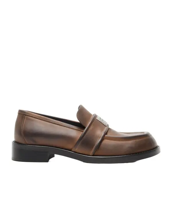 Acne Studios Leather Loafers With Metal Plaque