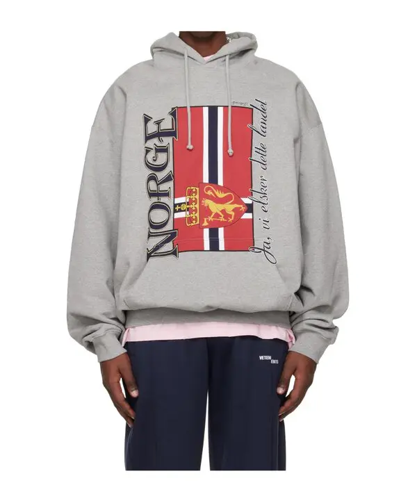Vetements Norway Tourist Hooded Sweatshirt - Grey