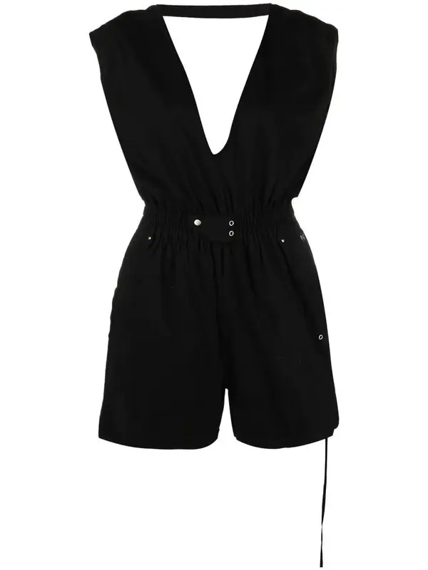 Rick Owens V-neck Cotton Playsuit - Black