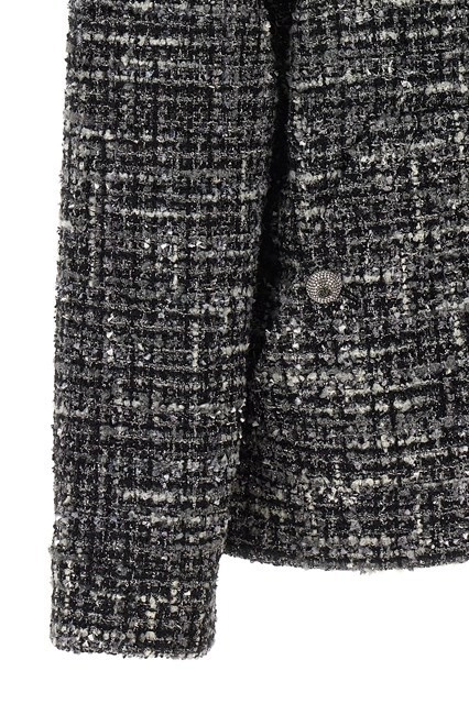 Valentino Garavani Zip-up Hooded Tweed Jacket