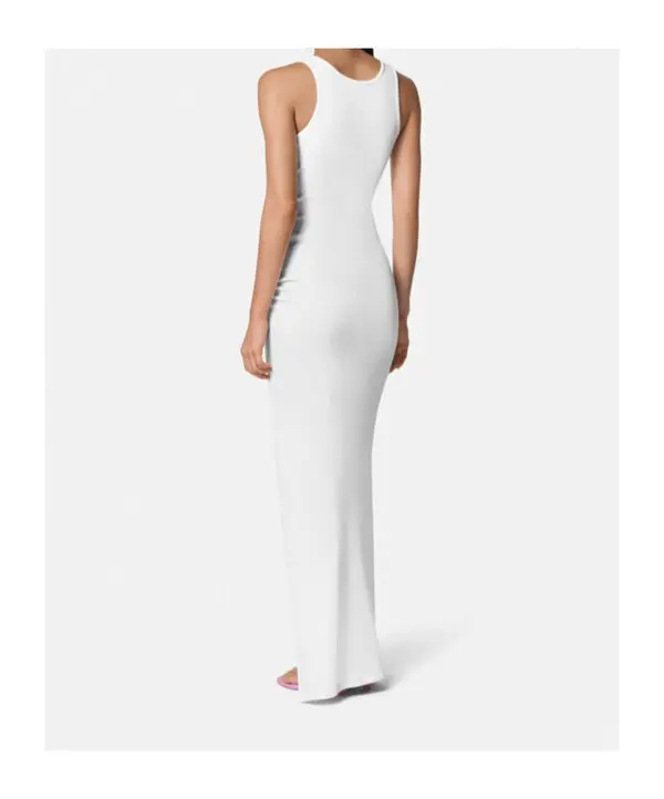 Versace Sleeveless Ribbed Maxi Dress With Slit