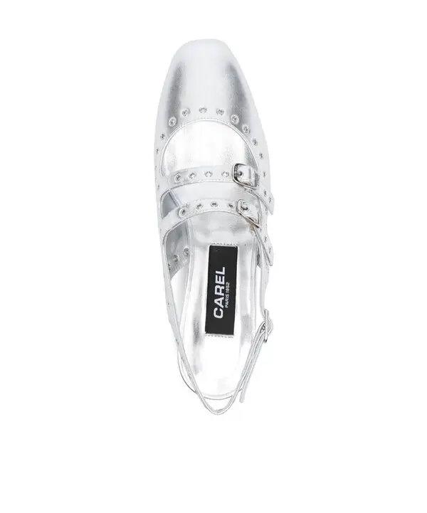 CAREL Silver High-heeled Slingback Sandals