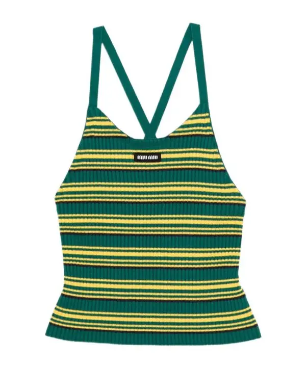 Miu Miu Striped Ribbed Sleeveless Top