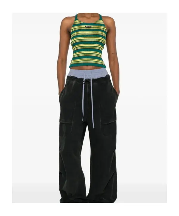 Miu Miu Striped Ribbed Sleeveless Top