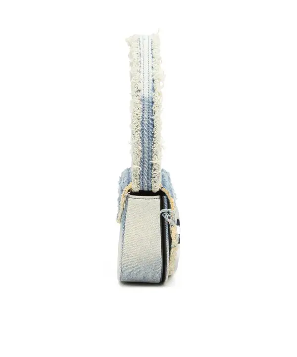 DIESEL® 1-dr Embellished Distressed Denim Shoulder Bag - Blue