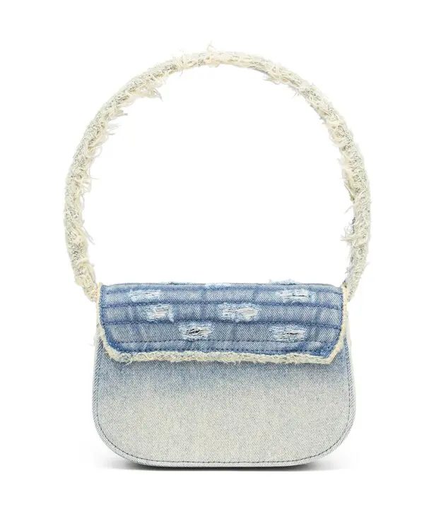 DIESEL® 1-dr Embellished Distressed Denim Shoulder Bag - Blue