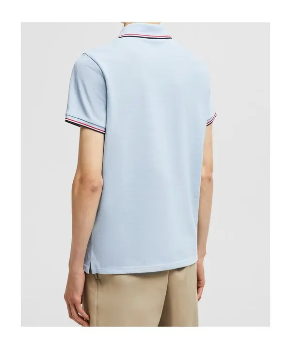 Moncler Logo Patch Short-sleeved Polo Shirt - Light Blue