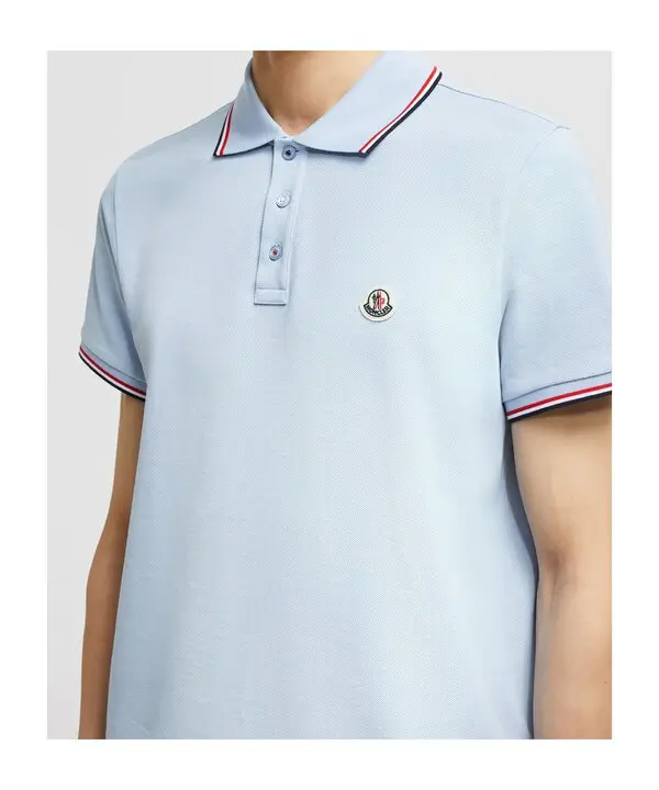 Moncler Logo Patch Short-sleeved Polo Shirt - Light Blue