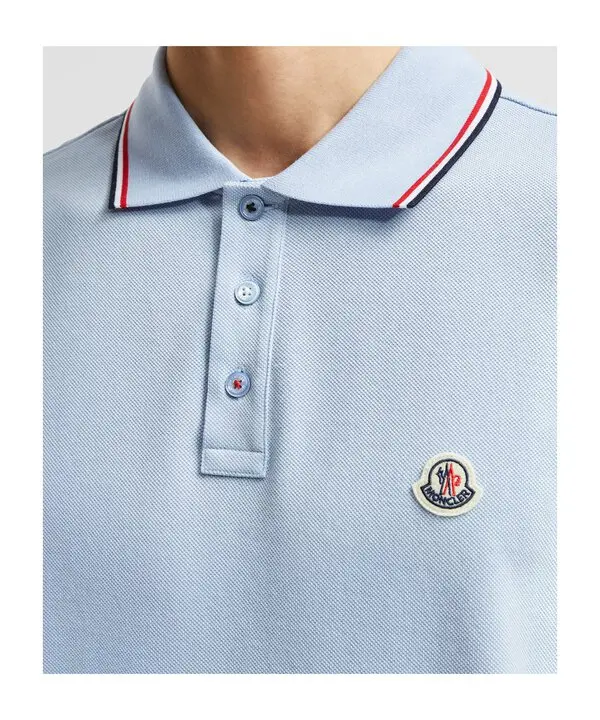 Moncler Logo Patch Short-sleeved Polo Shirt - Light Blue