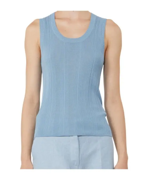 Max Mara Ribbed Knit Tank Top - Blue