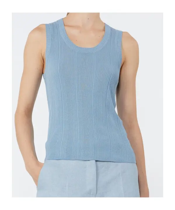 Max Mara Ribbed Knit Tank Top - Blue