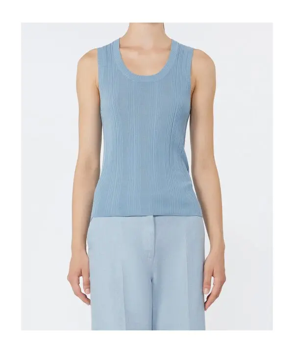 Max Mara Ribbed Knit Tank Top - Blue