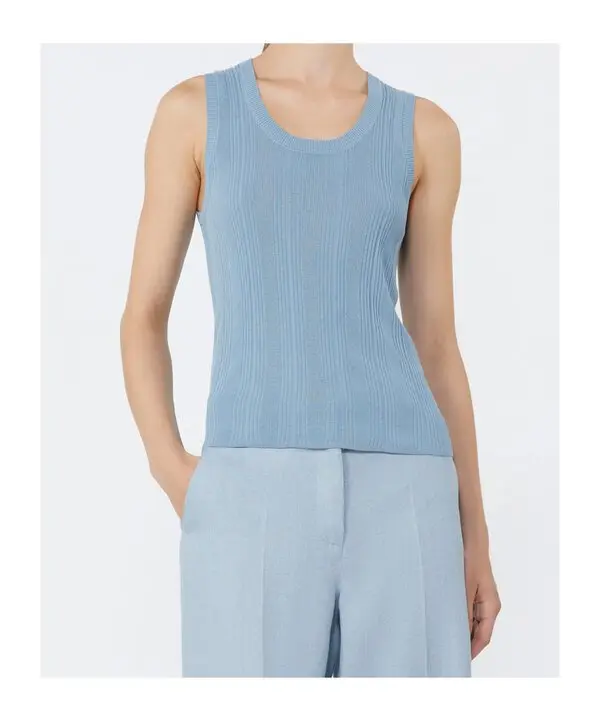 Max Mara Ribbed Knit Tank Top - Blue