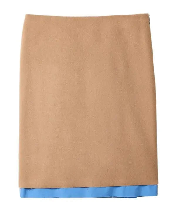 Miu Miu Layered Midi Skirt - Camel Brown