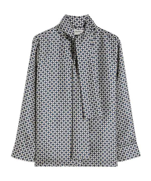 Max Mara Geometric Print Silk Blouse - Midnight Blue