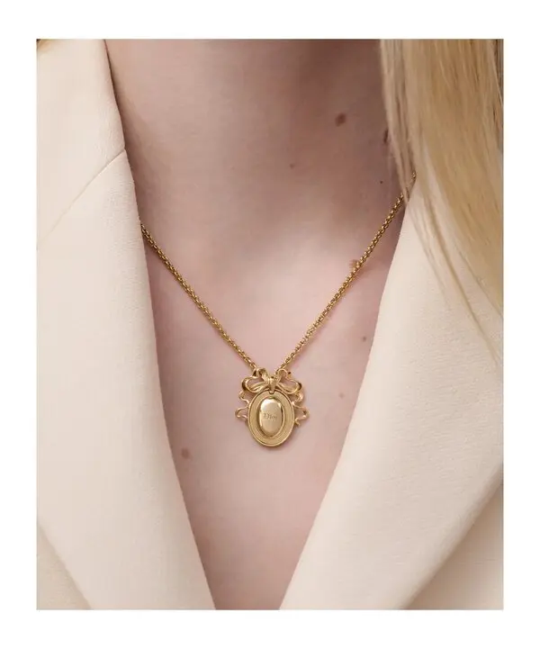 Dior Gold-finish Metal Oval Pendant Necklace