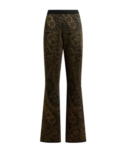 Etro Paisley Jacquard Lurex Thread Flared Trousers - Black