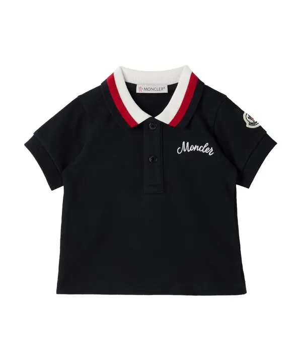 Moncler Embroidered Logo Polo Shirt - Navy Blue