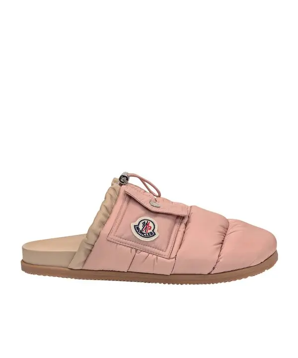 Moncler Logo Patch Padded Slippers - Nude
